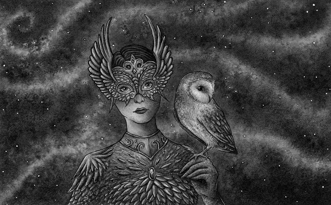 Masked Valkyrie | Original Mixed Media Miniature Illustration - Etsy