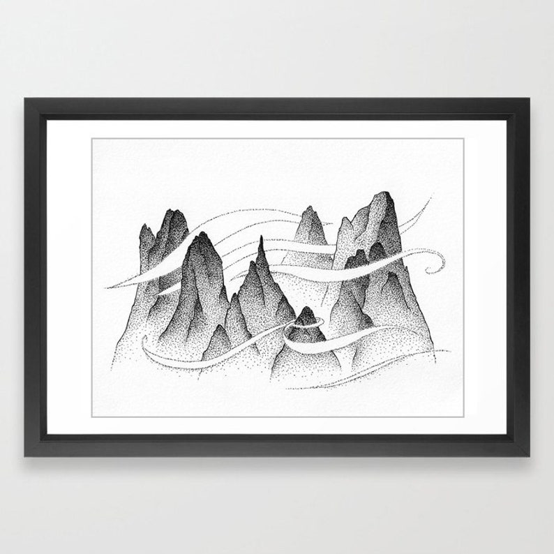 Misty Mountains | Original Ink Pen Illustration - Etsy