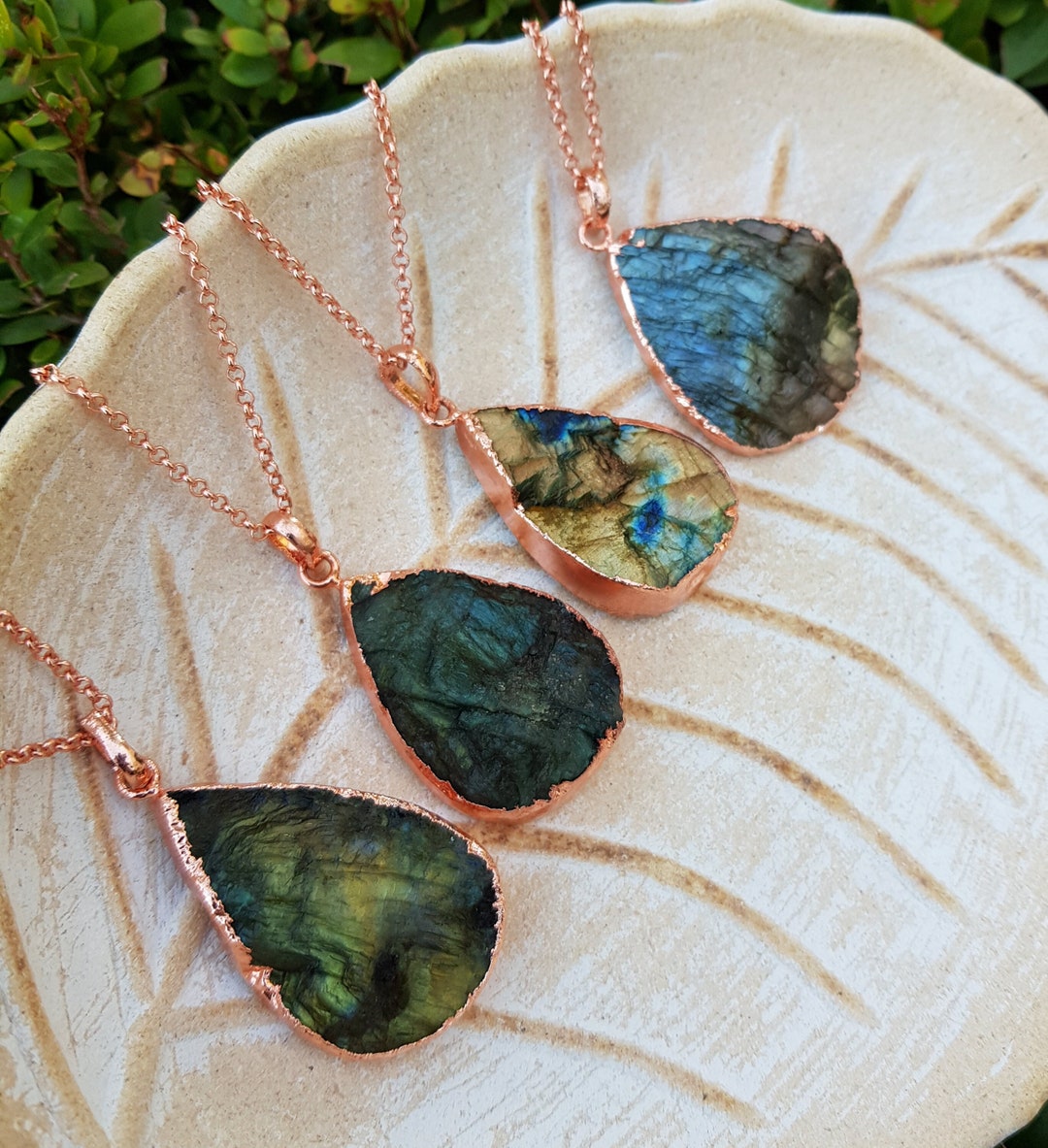 Raw Spectrolite Labradorite Necklace Pure Copper Pendant Electroformed ...