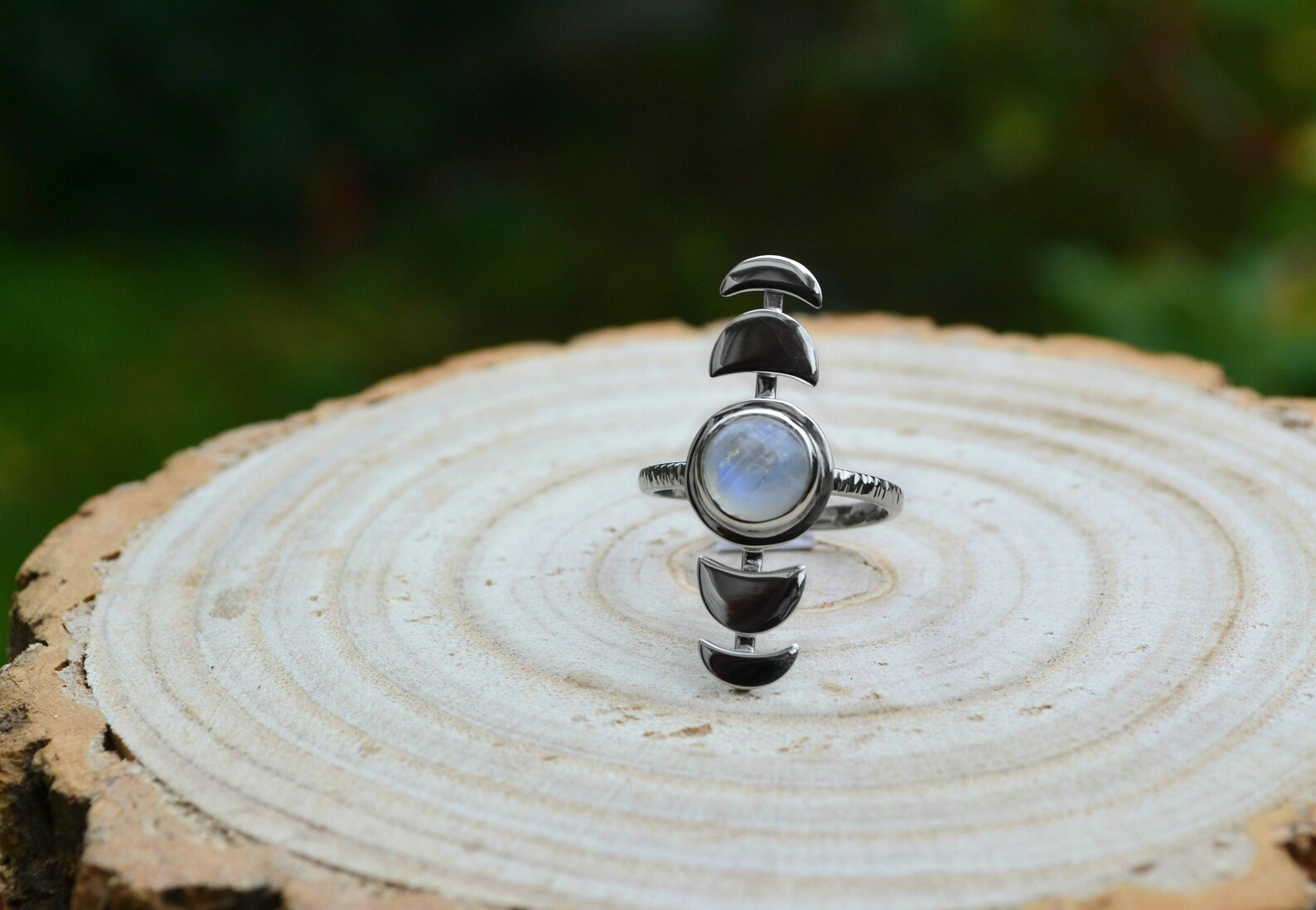 Moon Phases Ring Moon Ring Fine Sterling Silver Rainbow - Etsy