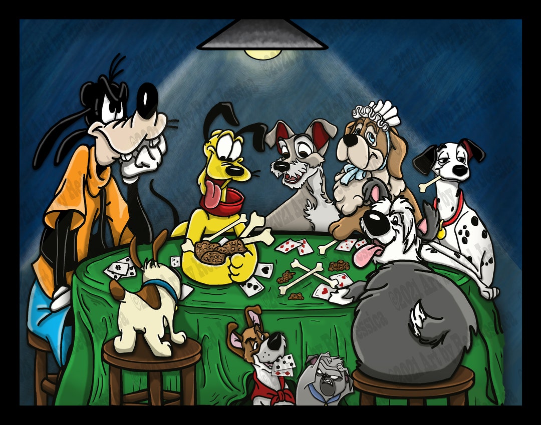 Disney Dogs Playing Poker - Etsy Norway