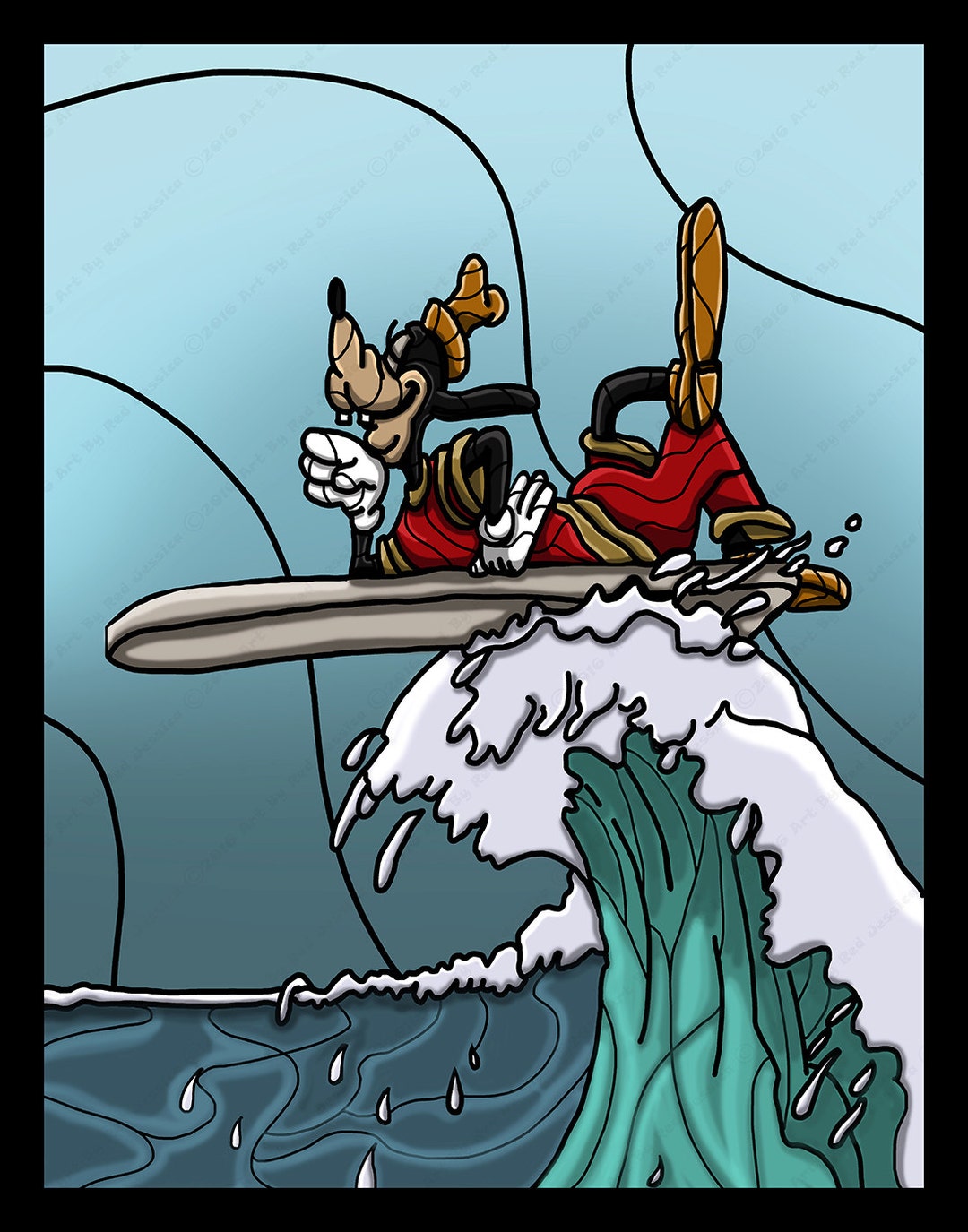 Goofy Rides a Wave - Etsy