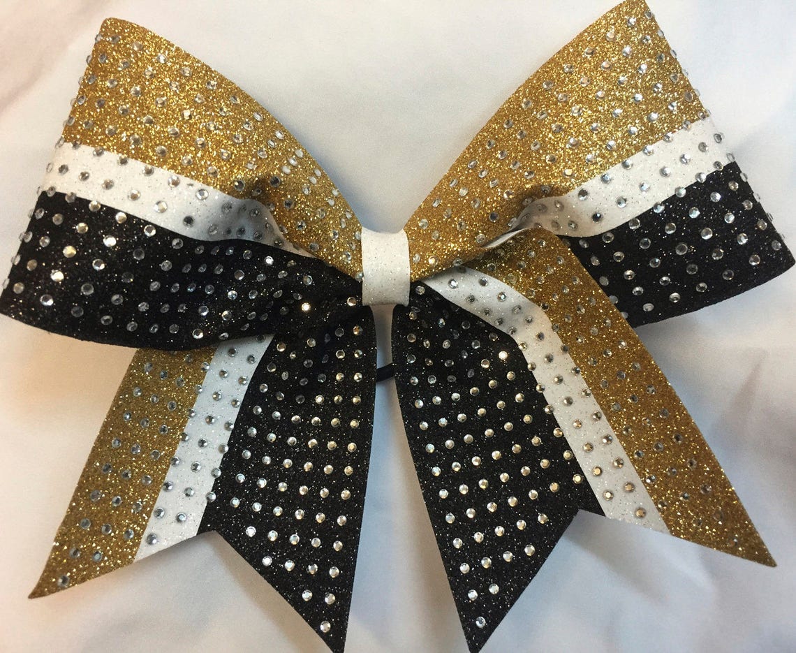 Custom Made Glitter Lines Bow With Lines of Rhinestones - Etsy