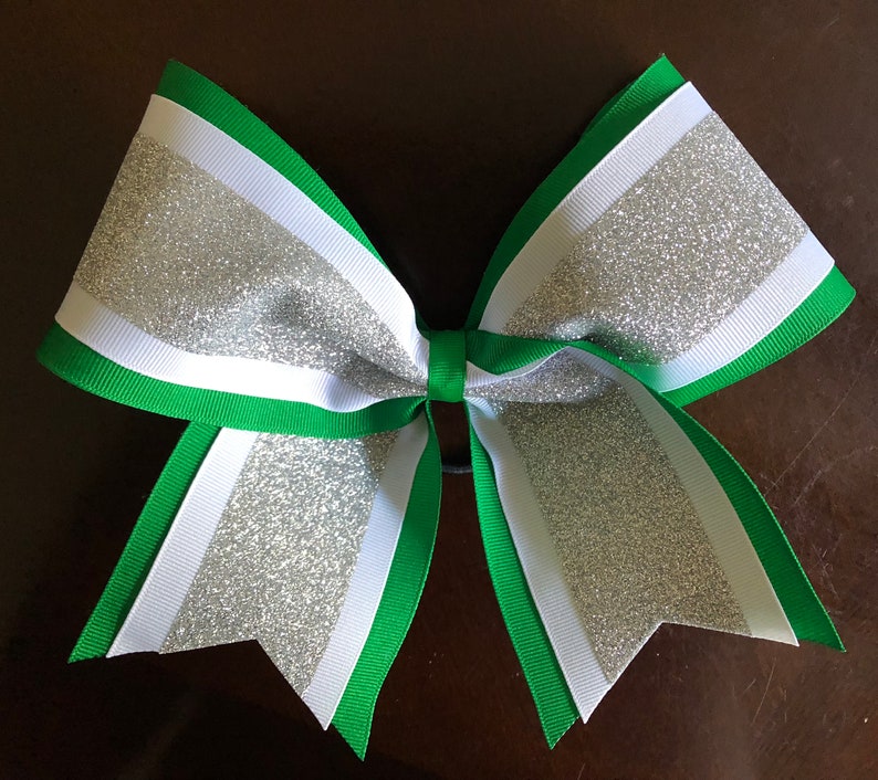 Custom Glitter on Ribbon Layered Cheer Cheerleading Bow - Etsy