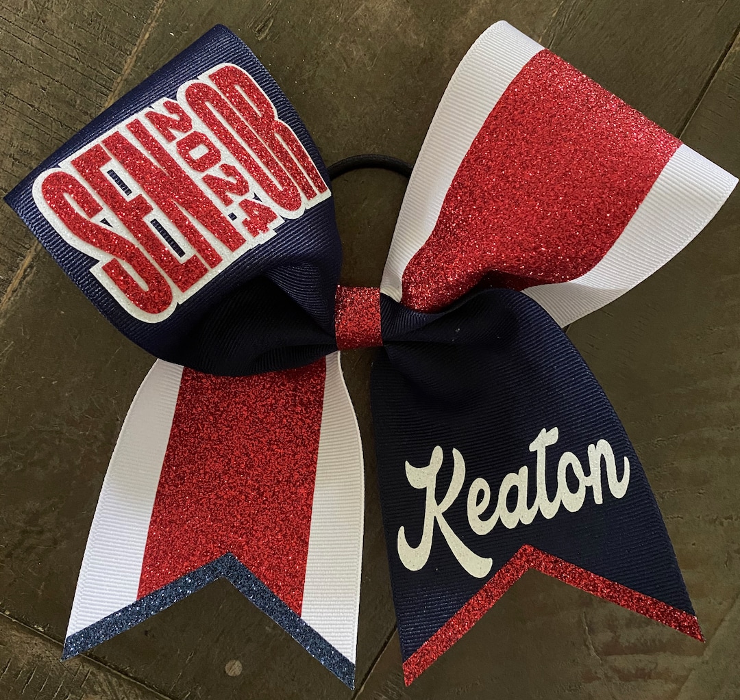 Custom Senior Stripe and Thin Tails Cheer Cheerleading Bow - Etsy