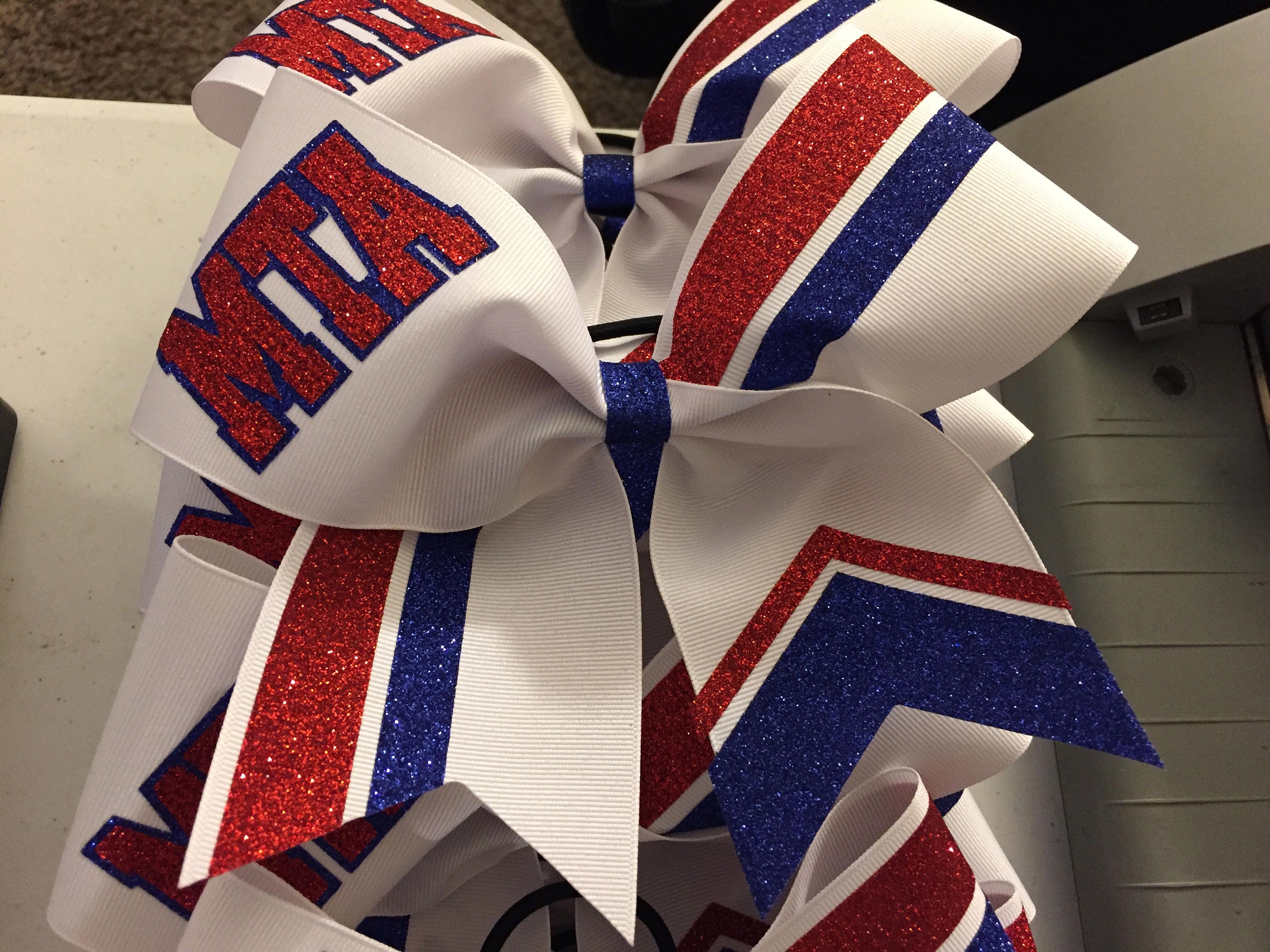 Stripes and Tails Custom Made Cheer Bow With Glitter - Etsy