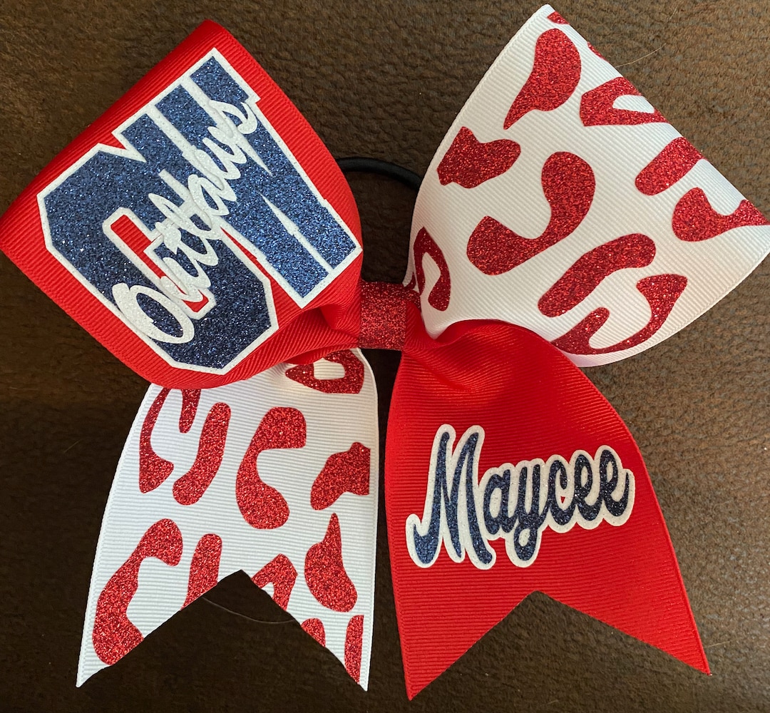 Large Cheetah Leopard Print Team Lettering Cheerleading Cheer Bow - Etsy