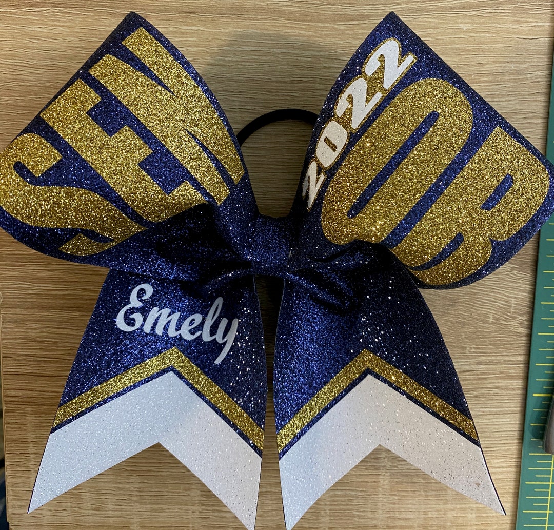 Senior Loop Glitter With Tails Cheer Cheerleading Custom Bow - Etsy