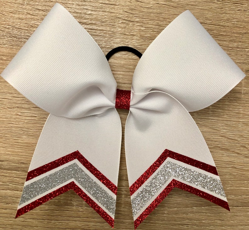 Custom Triple Tail II Grosgrain Cheer Bow With Glitter Tails - Etsy