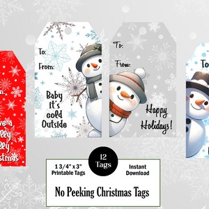 Printable Christmas No Peeking Gift Tags, Digital Christmas Gift Tags ...