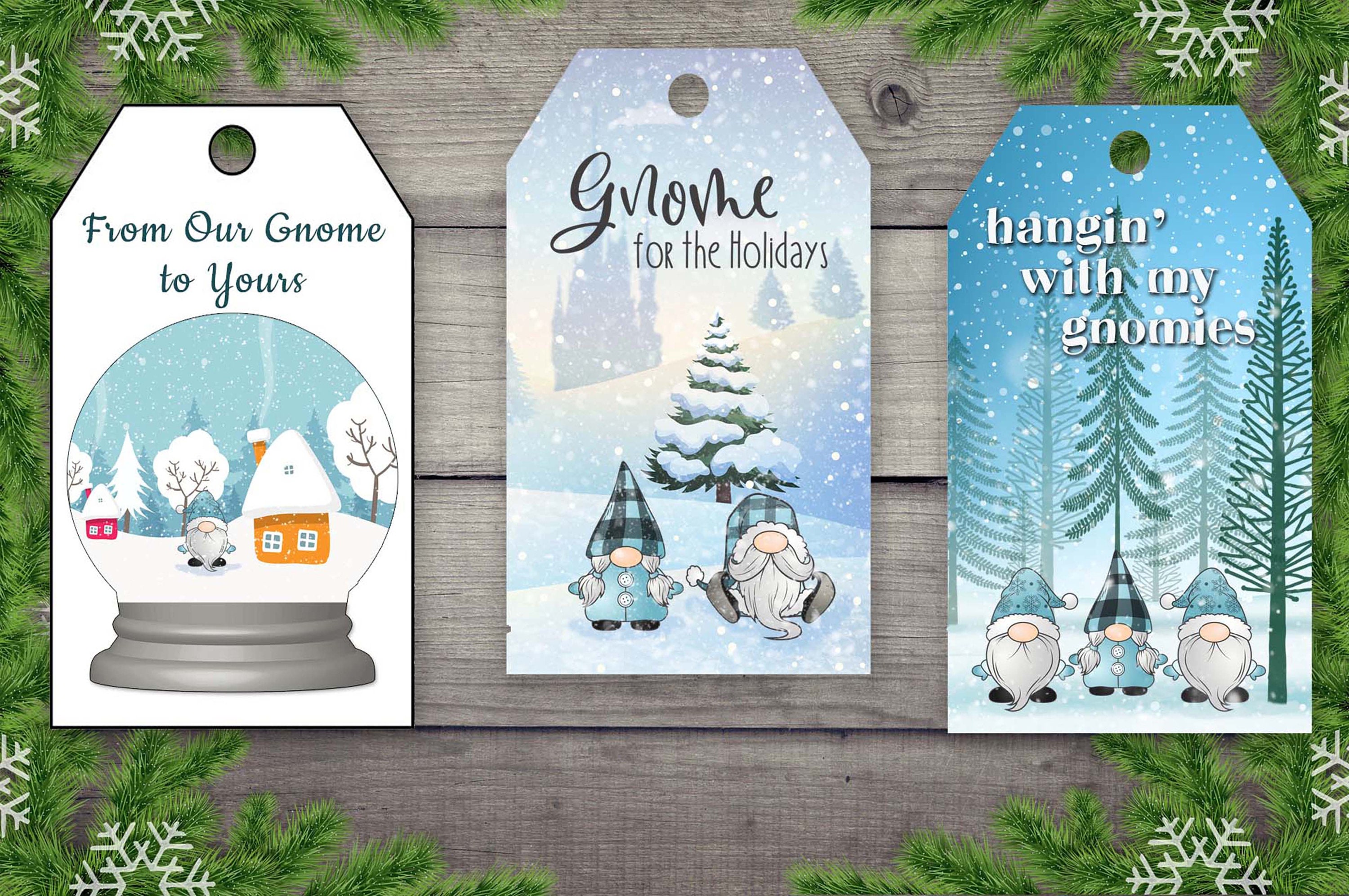 Printable Gnome Christmas Gift Tags, Digital Christmas Gift Tags, Gnome ...