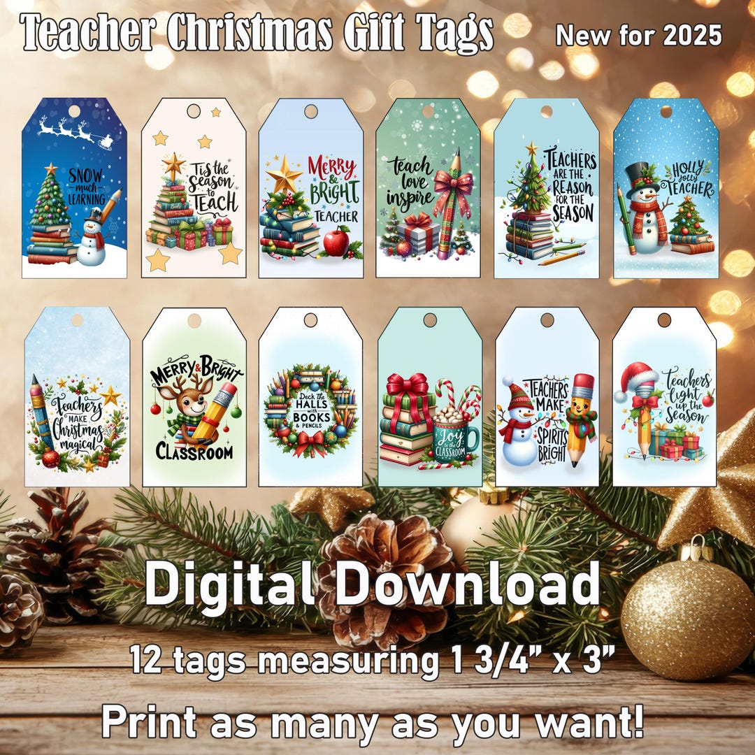 Teacher Gift Tags, Christmas Gift Tags, Gift for Teachers, Teacher ...