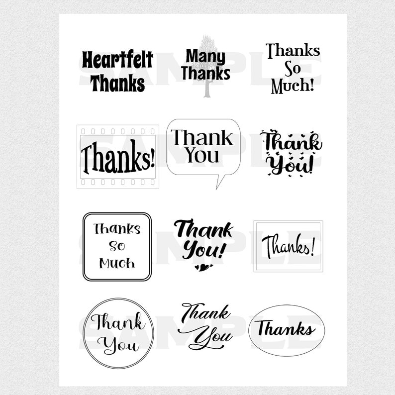 Thank You Printable Sentiment Shapes, Thank You Sentiments for Hand ...