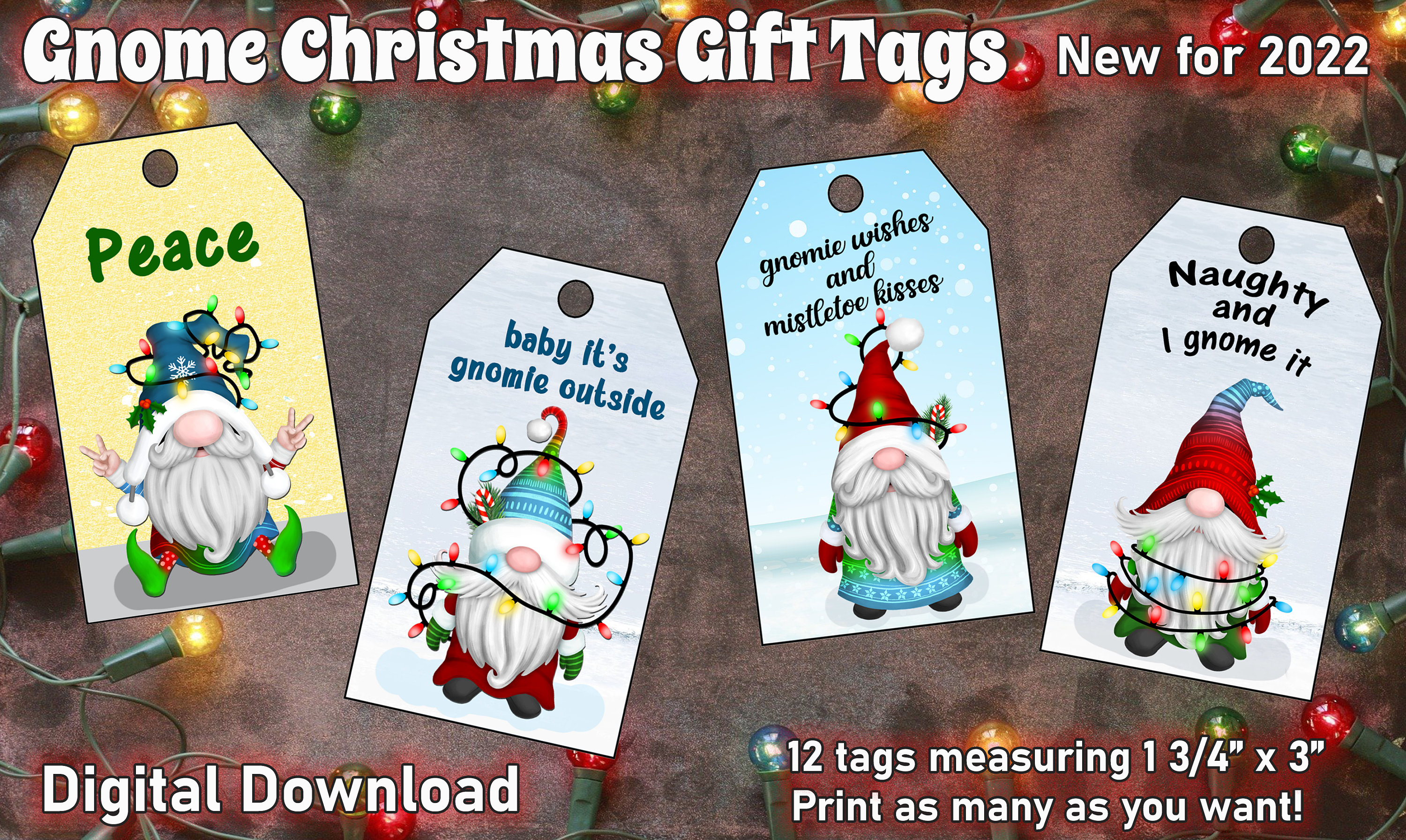 Christmas Gnome Printable Gift Tags, Gift Tags, Gnome Tags, Christmas ...