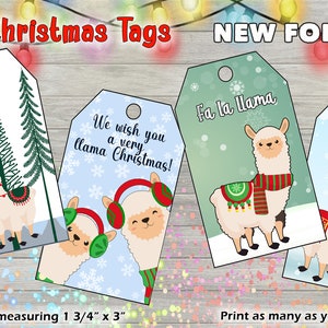 Llama Christmas Gift Tags, Printable Christmas Tags, Christmas Gift ...