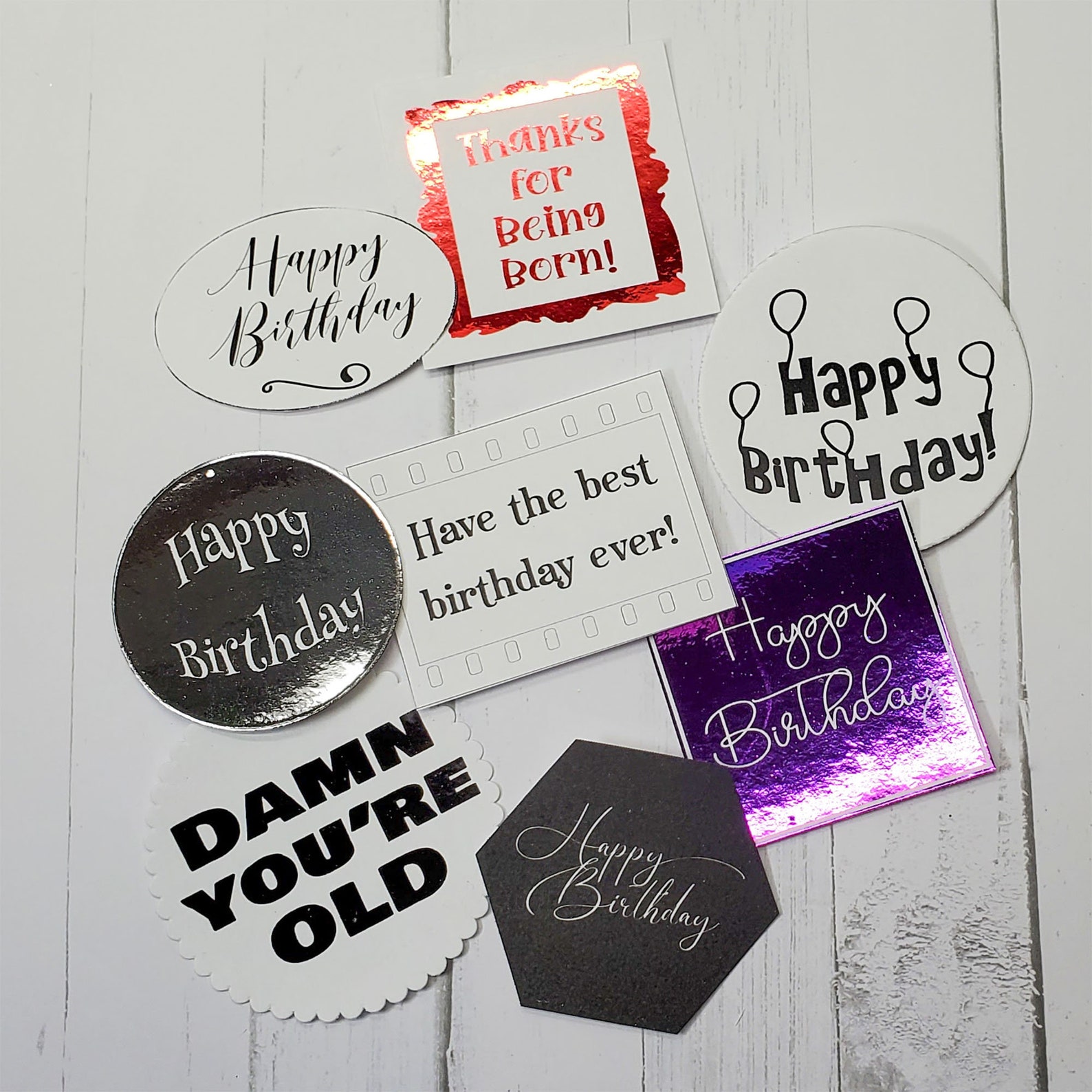 Birthday Printable Sentiment Shapes, Birthday Sentiments for Hand Made ...