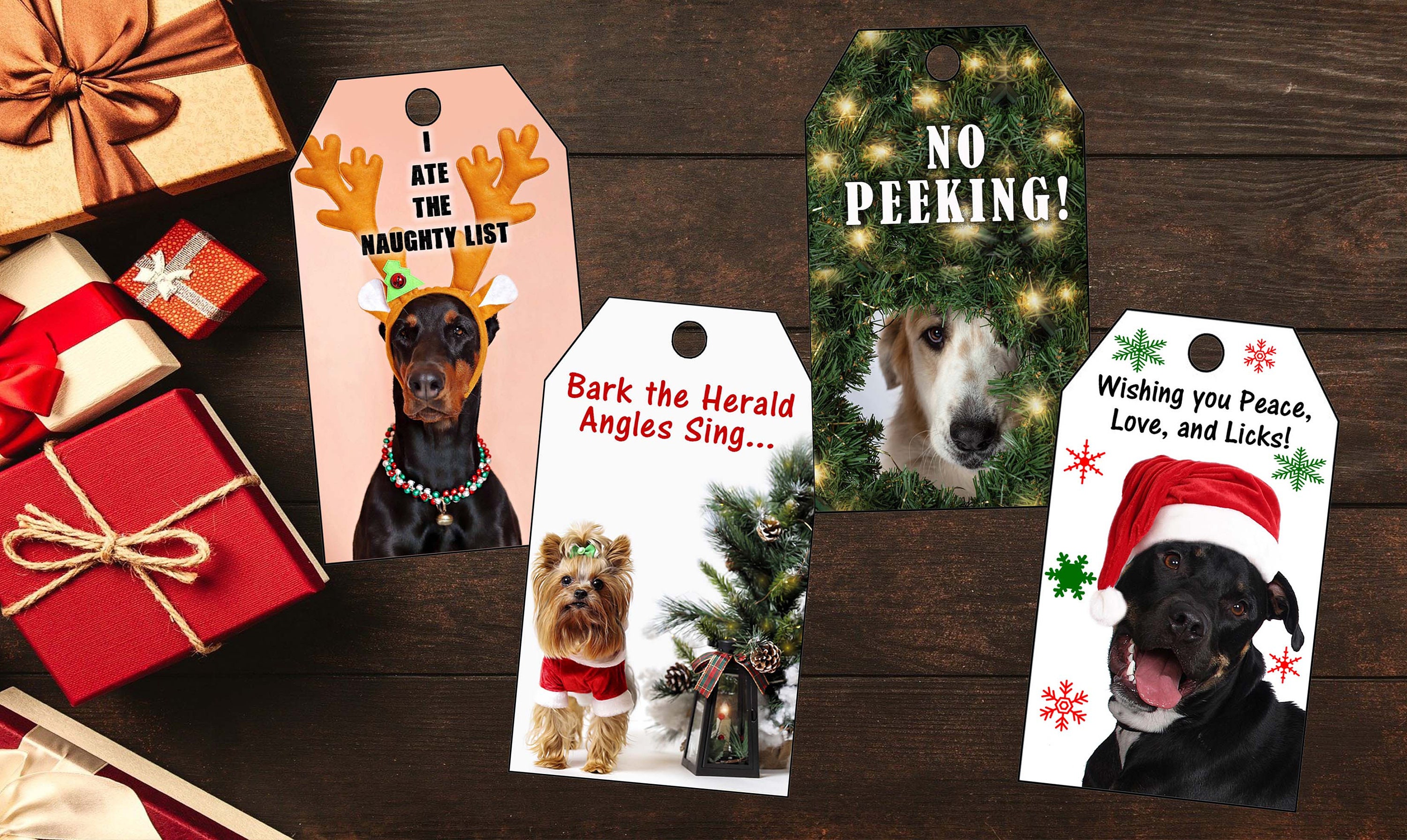 Printable Christmas Dog Gift Tags, Digital Christmas Gift Tags, Dog ...