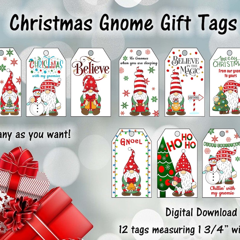 Gnome Christmas Tags - Etsy