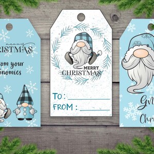 Printable Gnome Christmas Gift Tags, Digital Christmas Gift Tags, Gnome Gift Tags, Shades of ...