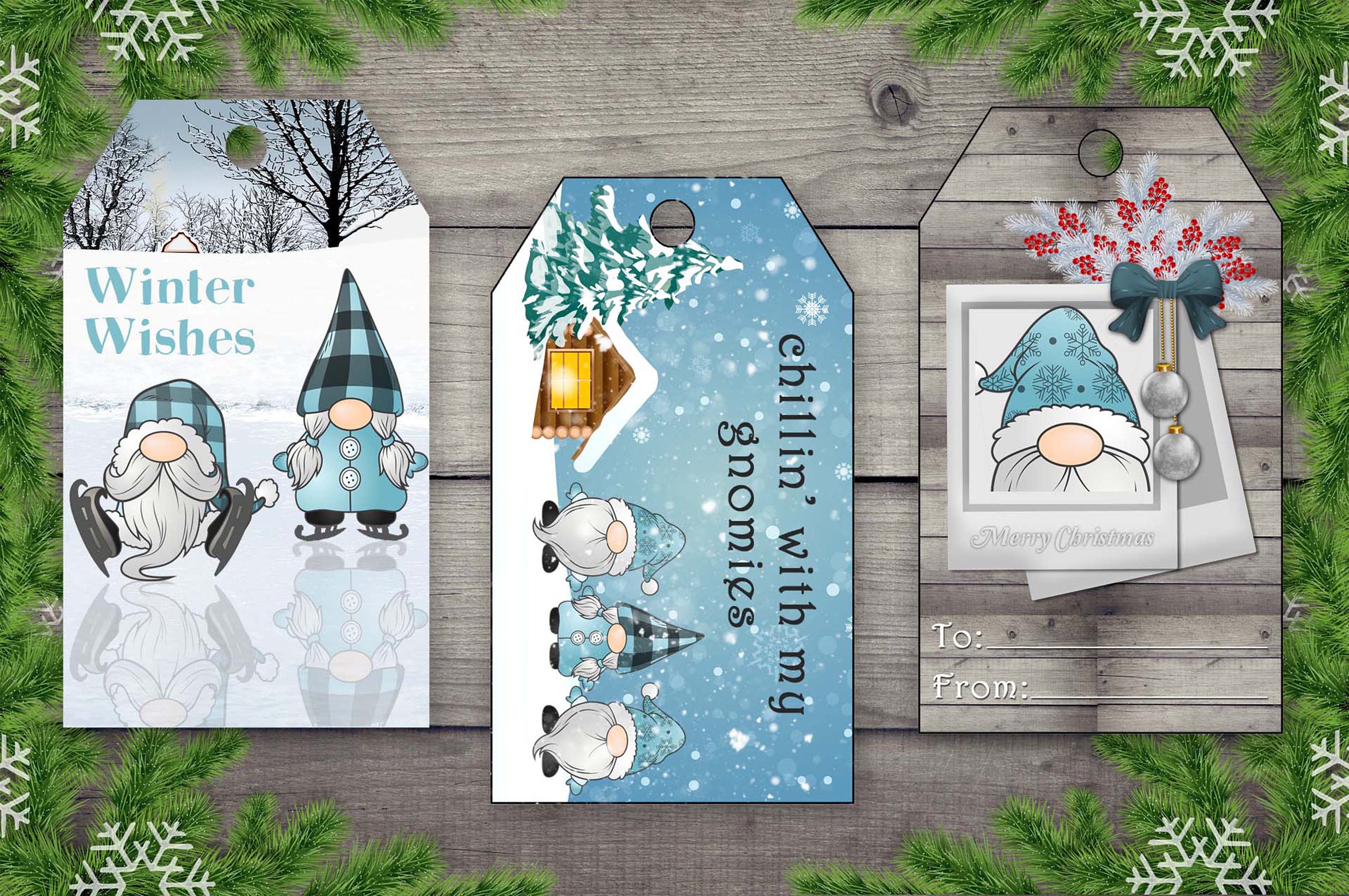 Printable Gnome Christmas Gift Tags, Digital Christmas Gift Tags, Gnome ...