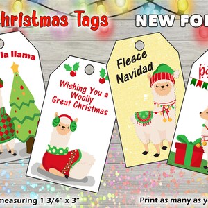 Llama Christmas Gift Tags, Printable Christmas Tags, Christmas Gift ...