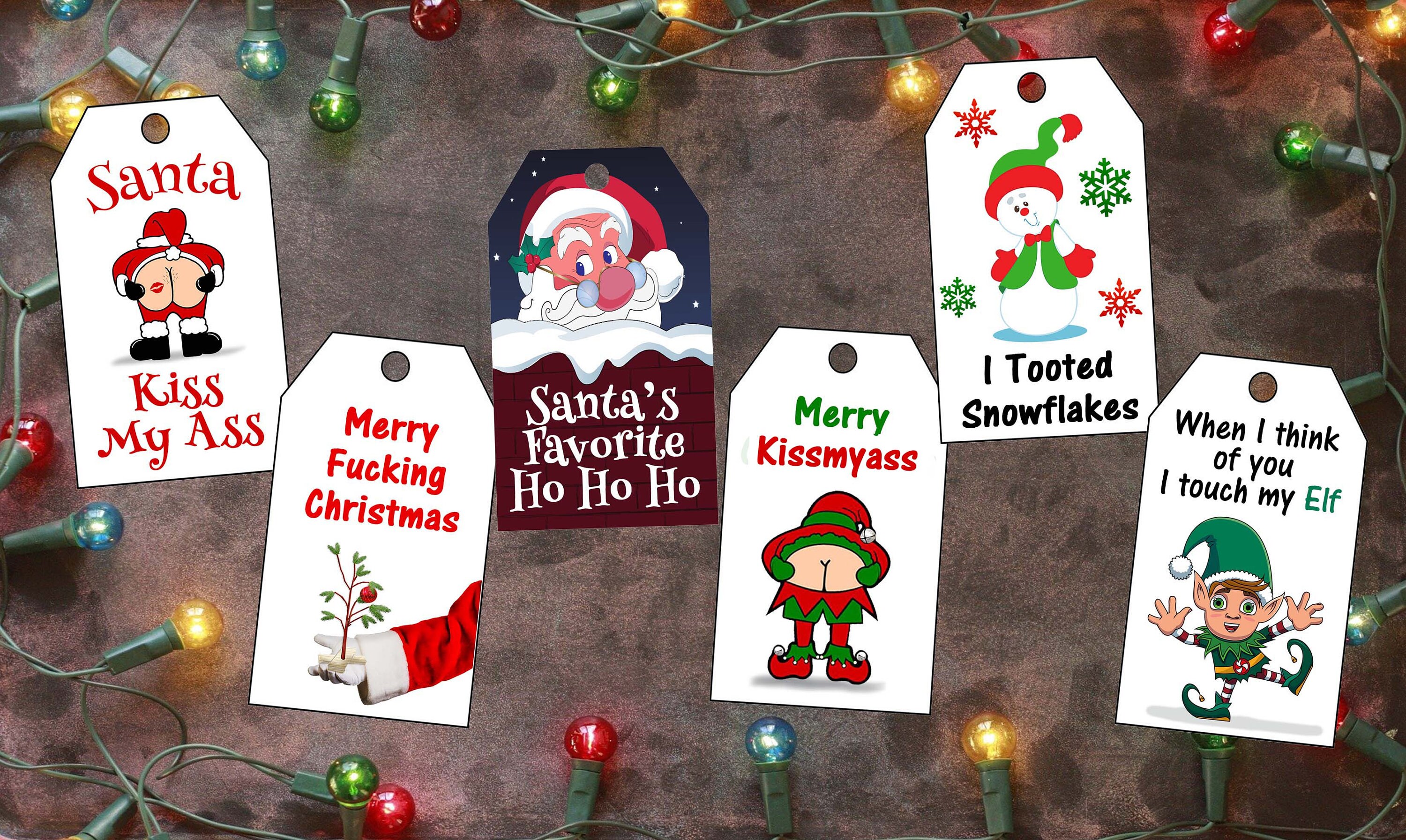 Printable Naughty Christmas Gift Tags, Digital Christmas Gift Tags ...