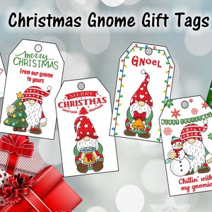 Christmas Gnome Gift Tags, Printable Gnome Gift Tags, Digital Christmas ...