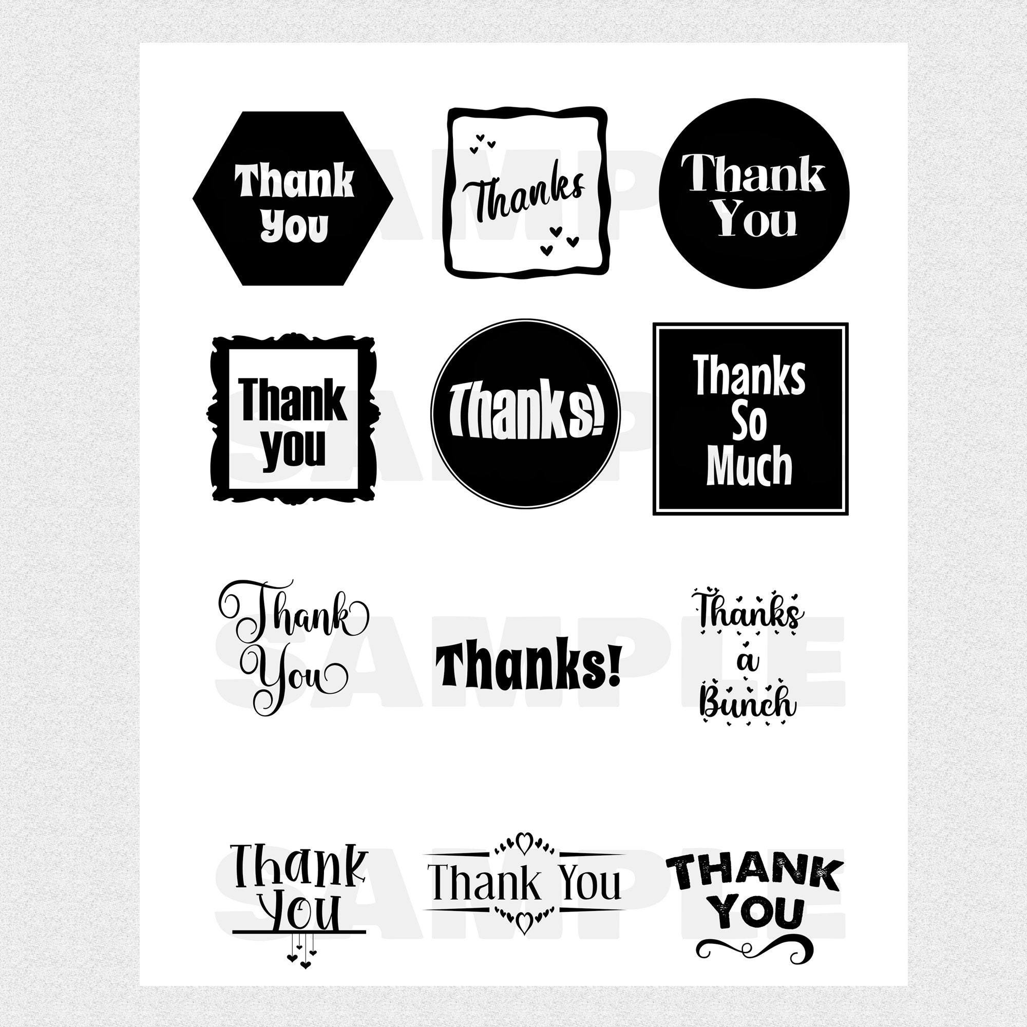 Thank You Printable Sentiment Shapes, Thank You Sentiments for Hand ...