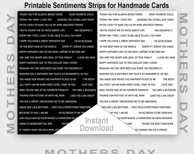 Mother Sentiments Digital Sheet, Printable Mother’s Day Sentiments ...