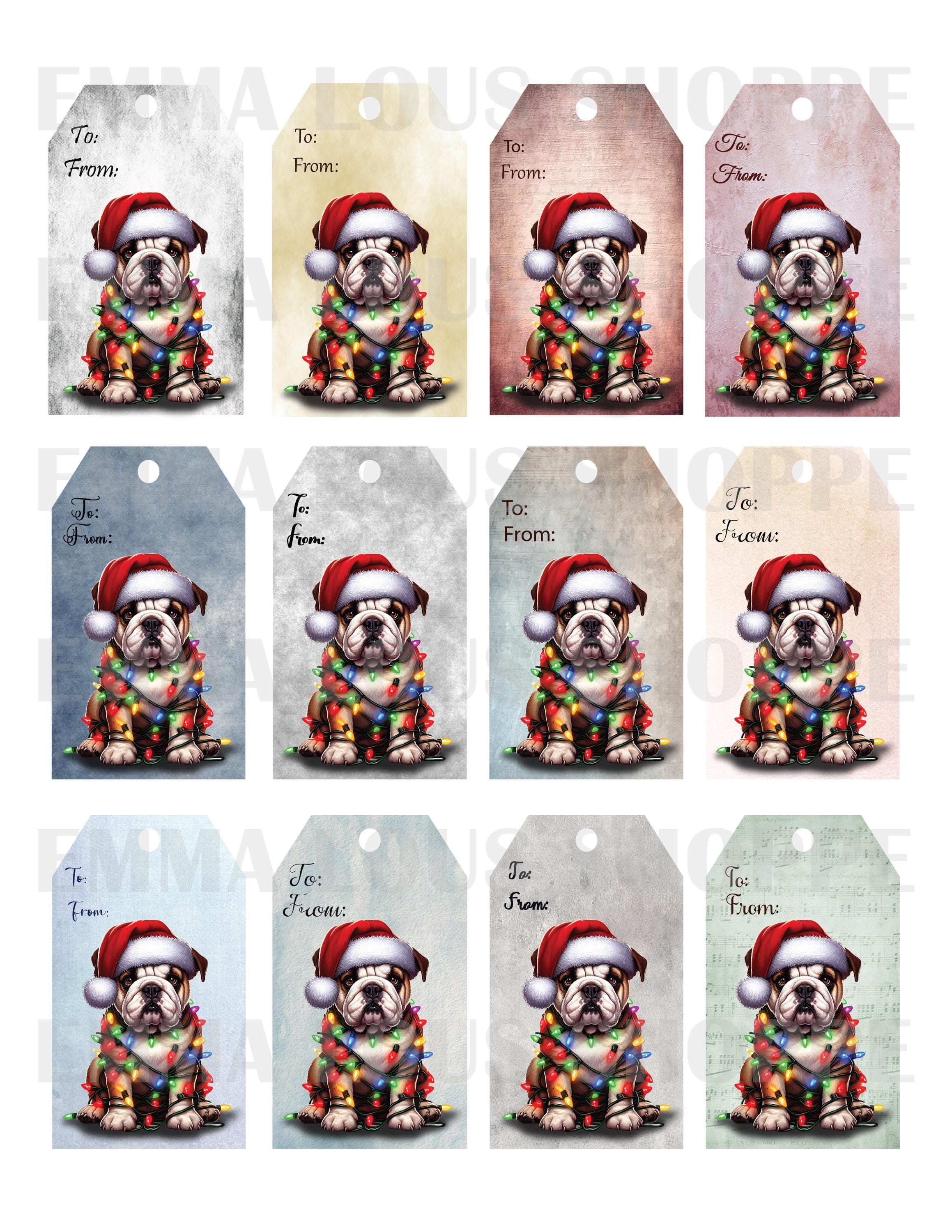 Bulldog Printable Gift Tags, Printable Dog Gift Tags, Christmas Tags ...
