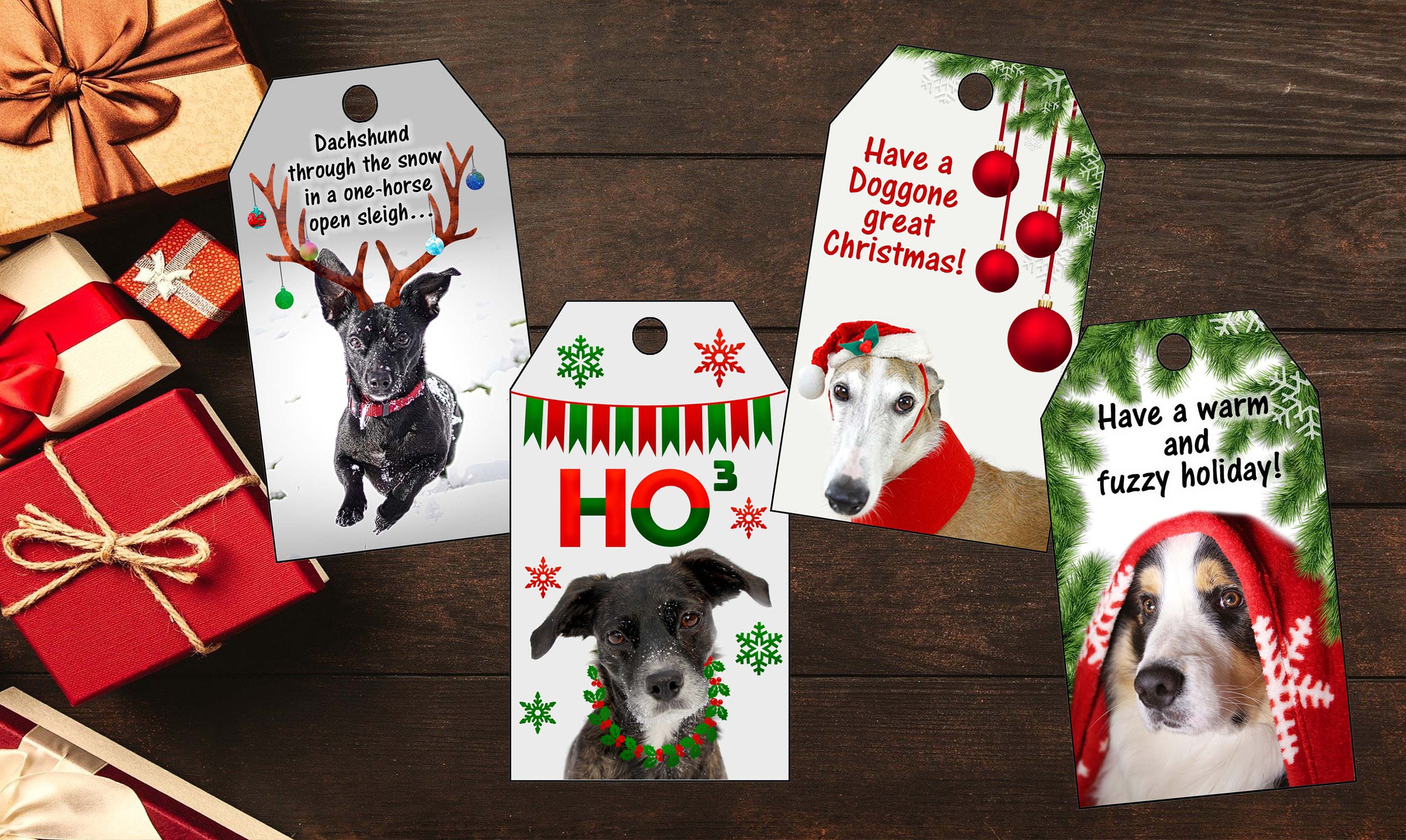 Printable Christmas Dog Gift Tags, Digital Christmas Gift Tags, Dog ...