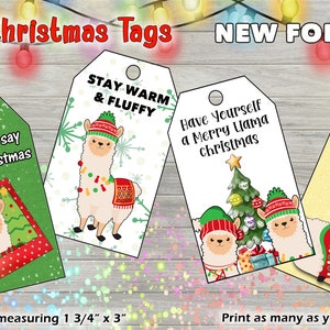 Llama Christmas Gift Tags, Printable Christmas Tags, Christmas Gift ...