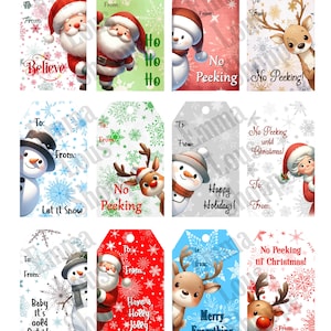 Printable Christmas No Peeking Gift Tags, Digital Christmas Gift Tags ...