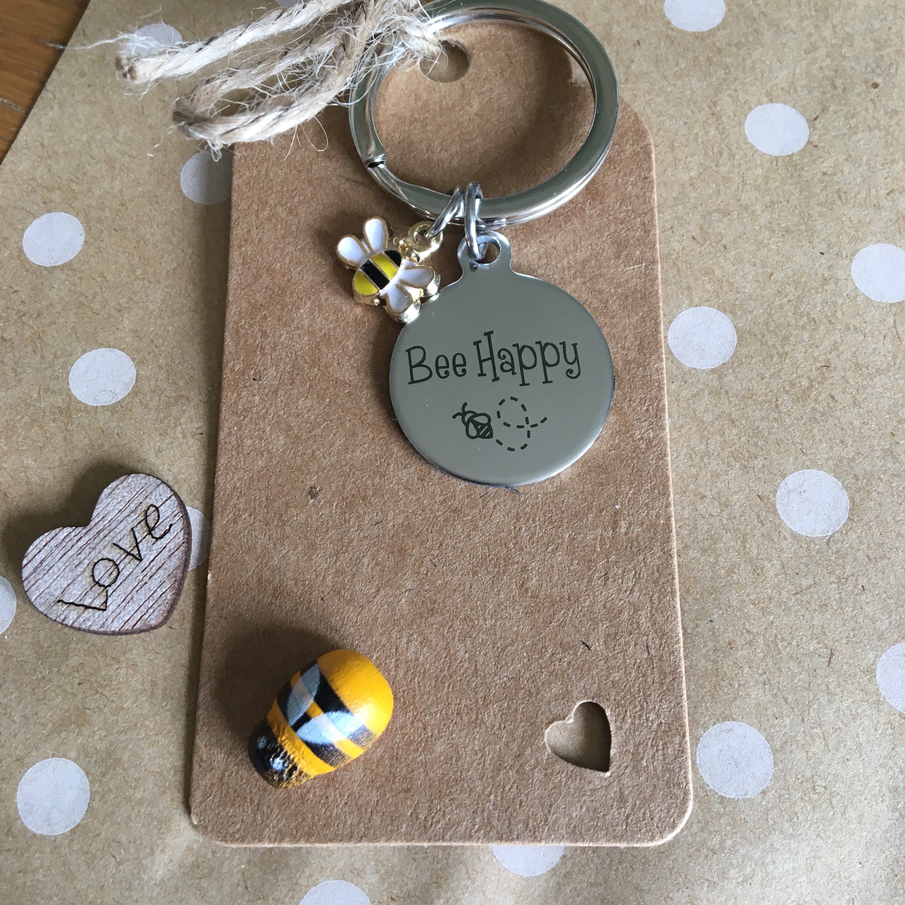 Bee Happy Keyring / Bee Keyring - Etsy