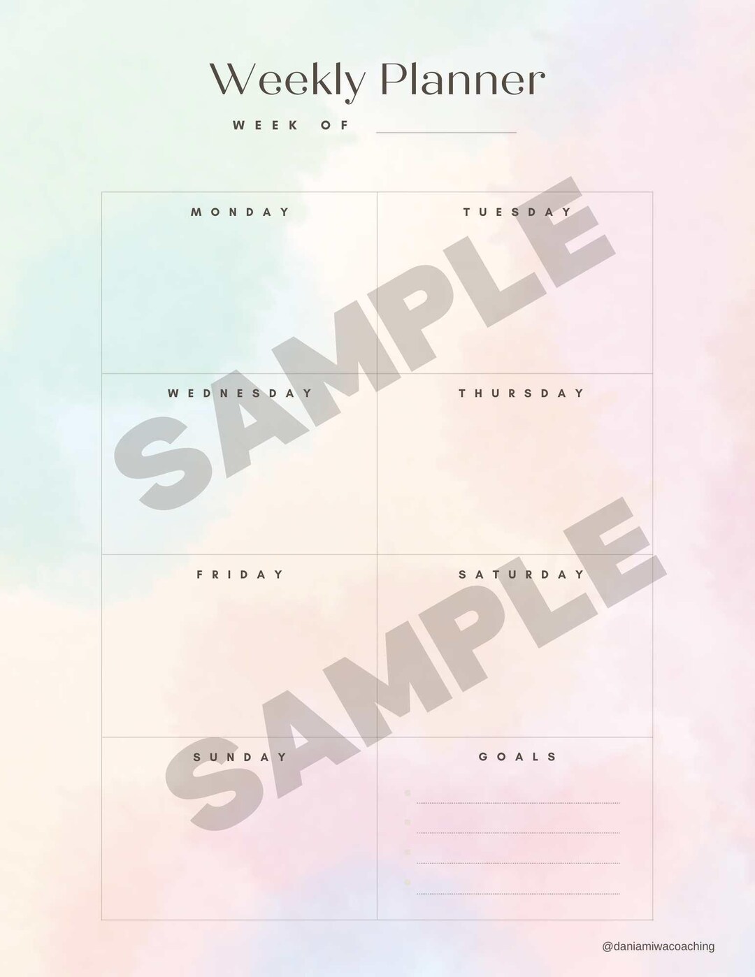 Watercolor Weekly Planner Page, Goal Setting (digital Download) - Etsy