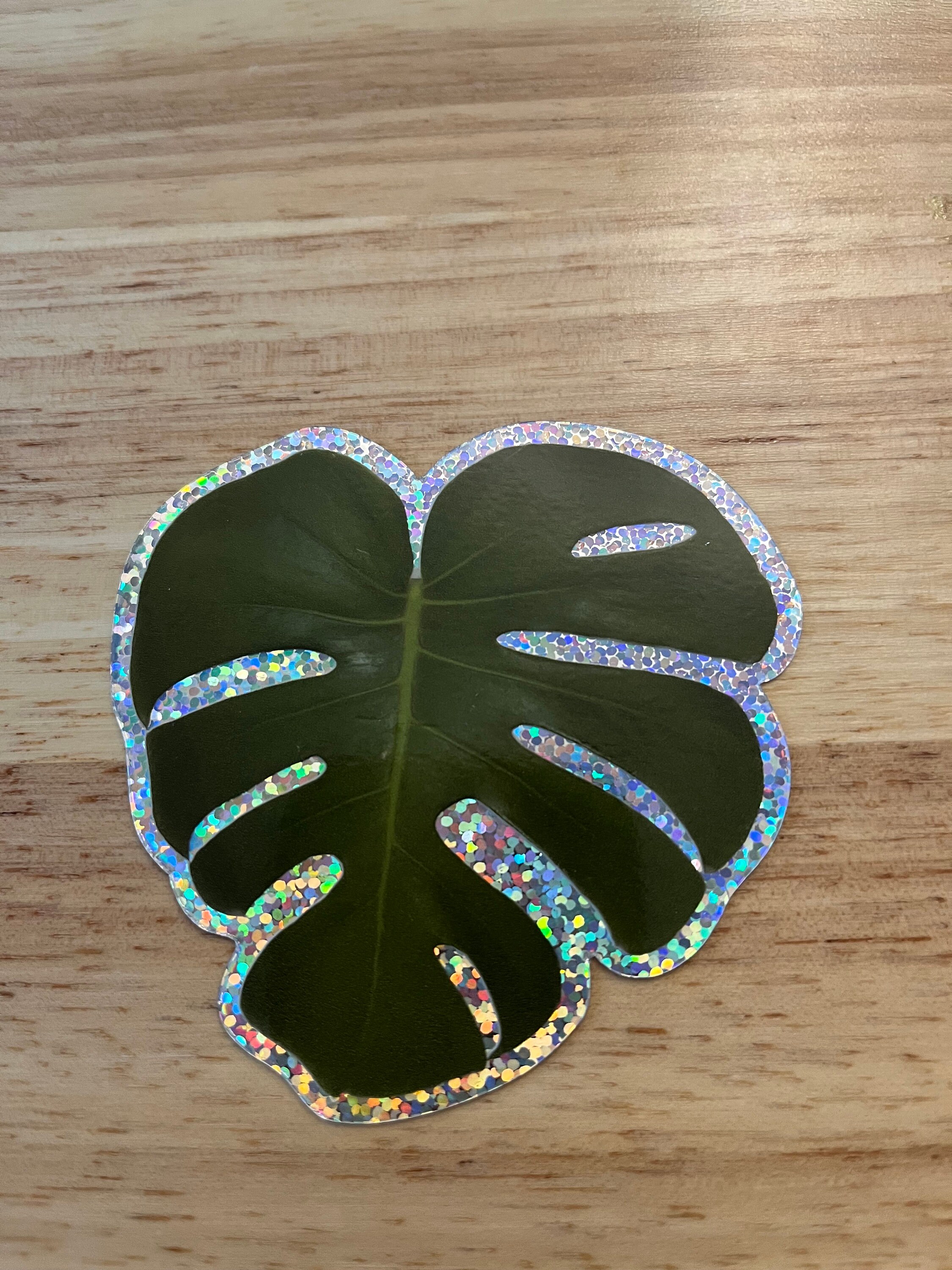 Monstera Glitter Sticker - Etsy