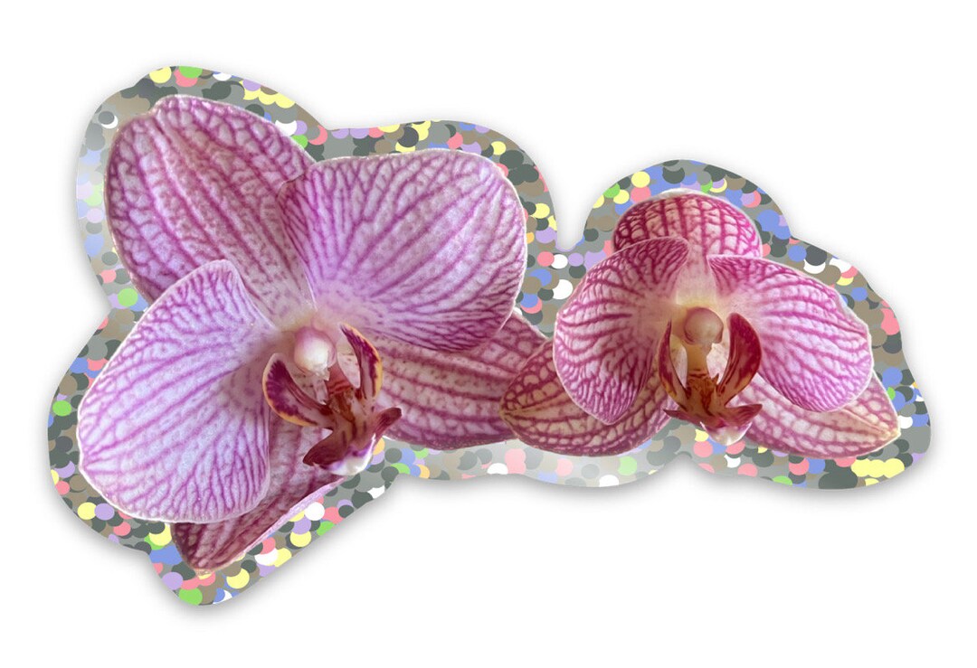 Orchid Glitter Sticker - Etsy