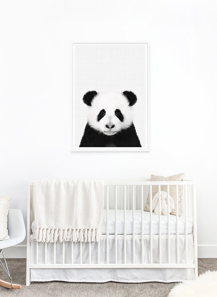 Panda Print Baby Animal Prints Kids Wall Art Poster Black | Etsy