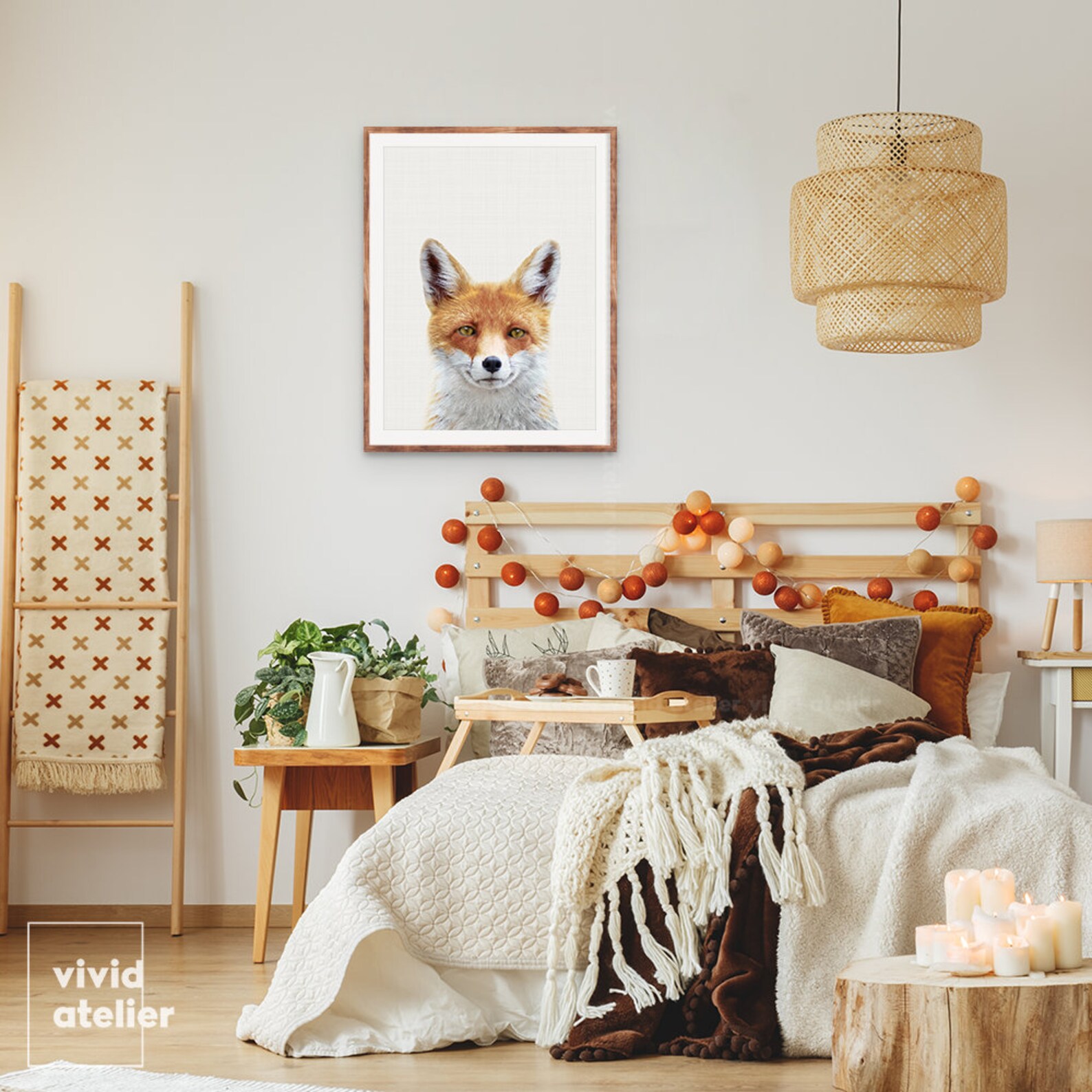 Fox Print Woodland Nursery Wall Art Woodland Animals Forest | Etsy