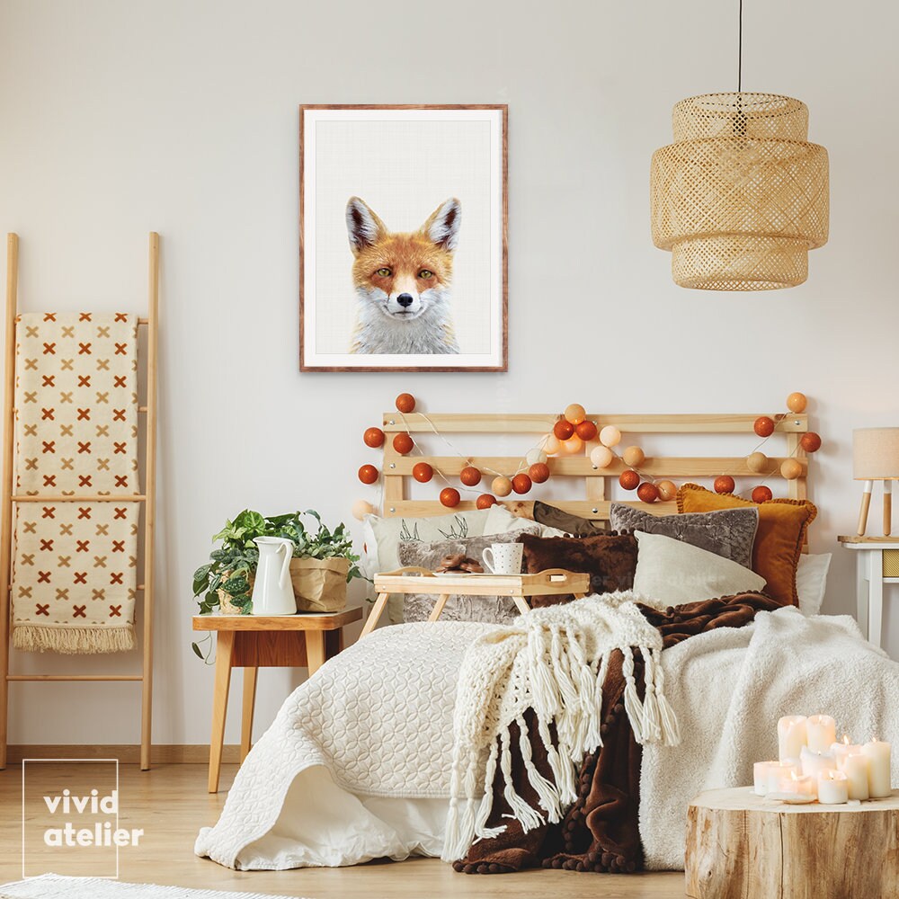 Fox Print Woodland Nursery Wall Art Woodland Animals Forest | Etsy