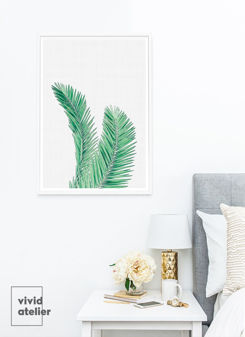 Palm Leaf Wall Decor Watercolor Print Palm Leaves Printable | Etsy