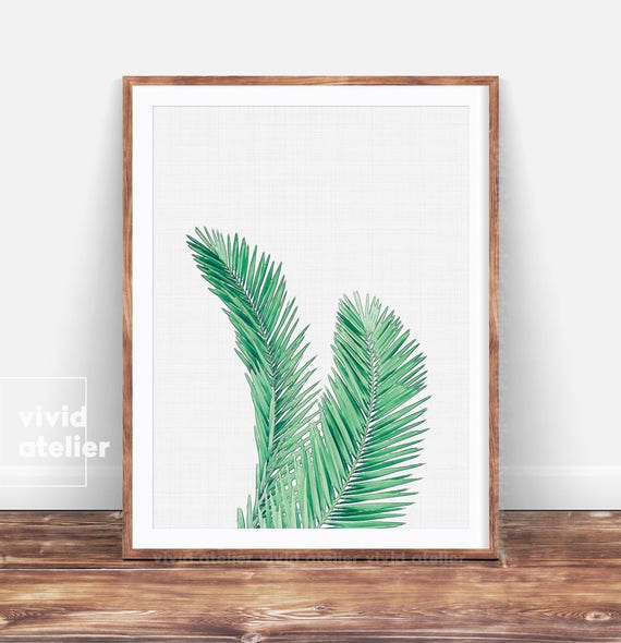 Palm Leaf Wall Decor Watercolor Print Palm Leaves Printable | Etsy