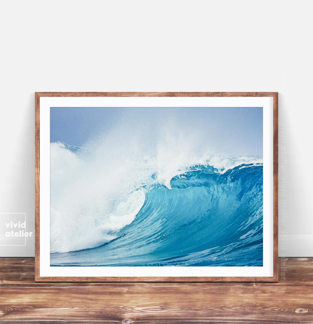 Wave Wall Print Coastal Printable Wave Poster Blue Wave - Etsy