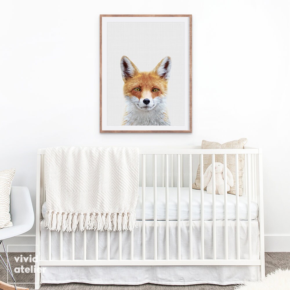 Fox Print Woodland Nursery Wall Art Woodland Animals Forest | Etsy