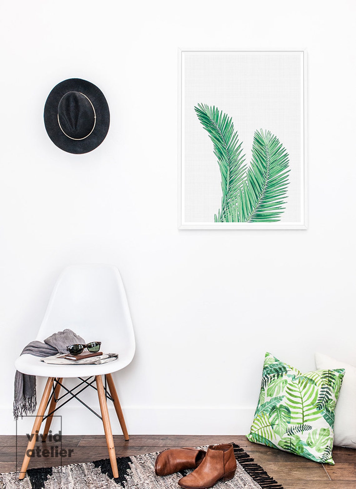 Palm Leaf Wall Decor Watercolor Print Palm Leaves Printable | Etsy