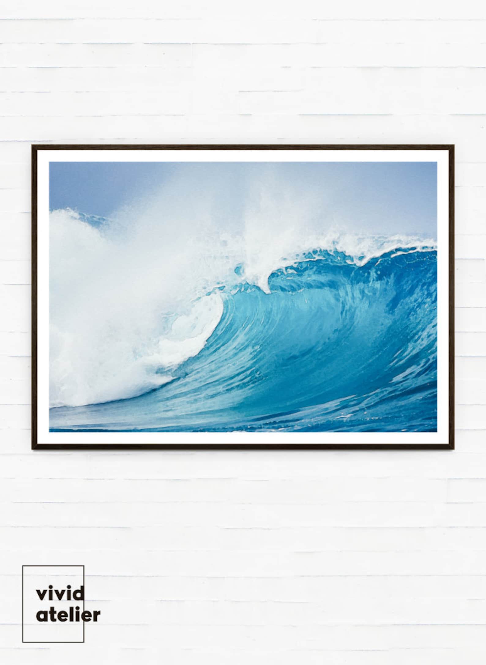 Wave Wall Print Coastal Printable Wave Poster Blue Wave | Etsy