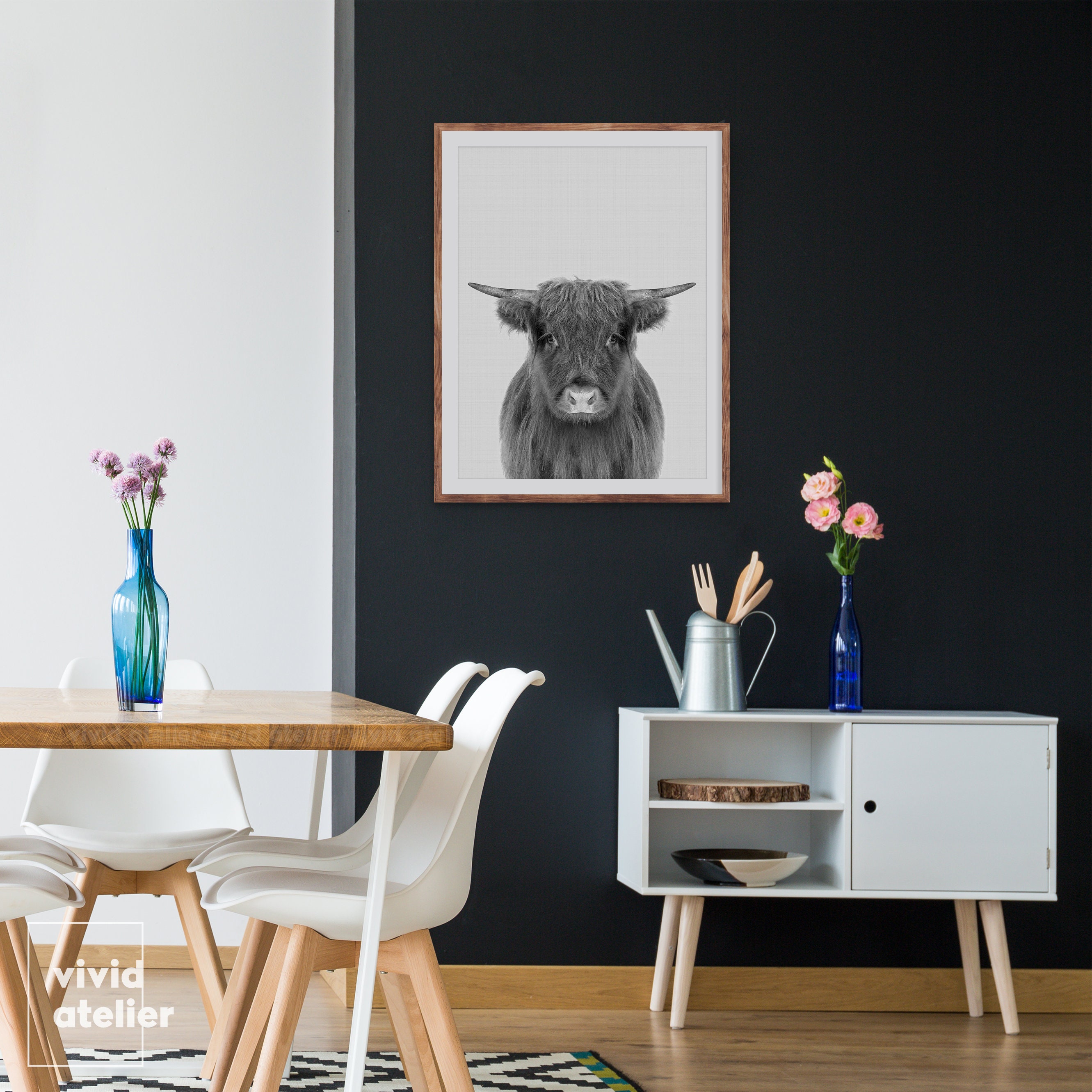Farmhouse Decor Highland Cow Print Nursery Wall Art Animal - Etsy