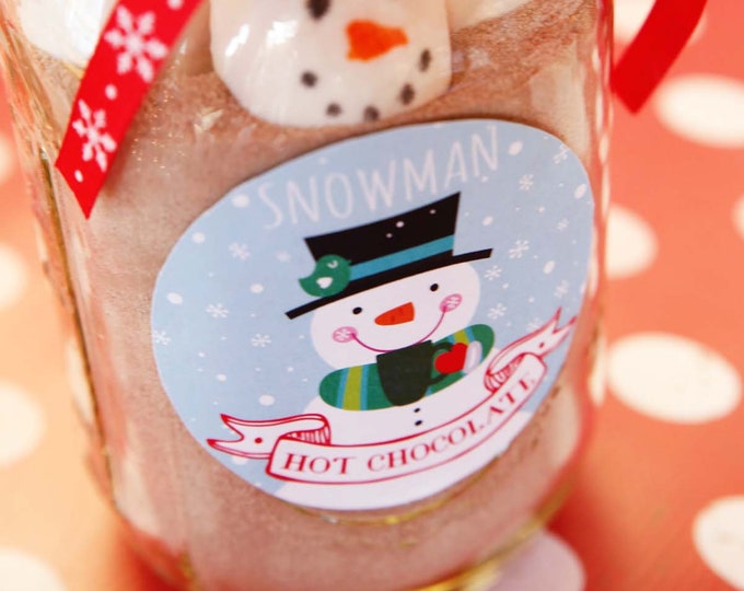 Snowman Hot Chocolate Jar Label - Etsy