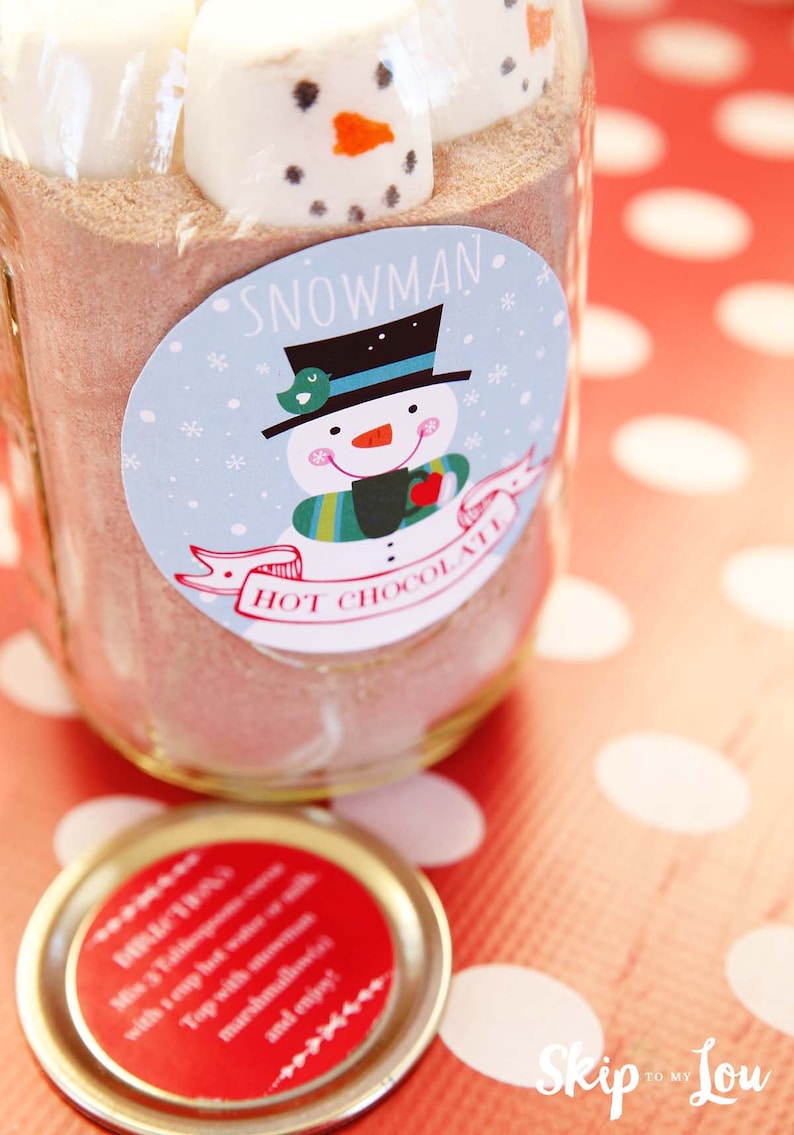 Snowman Hot Chocolate - Jar Label - Etsy
