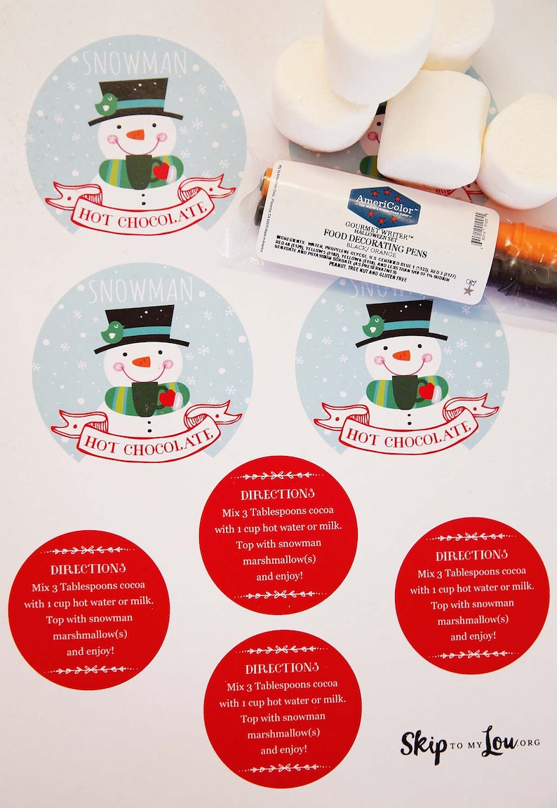 Snowman Hot Chocolate - Jar Label - Etsy